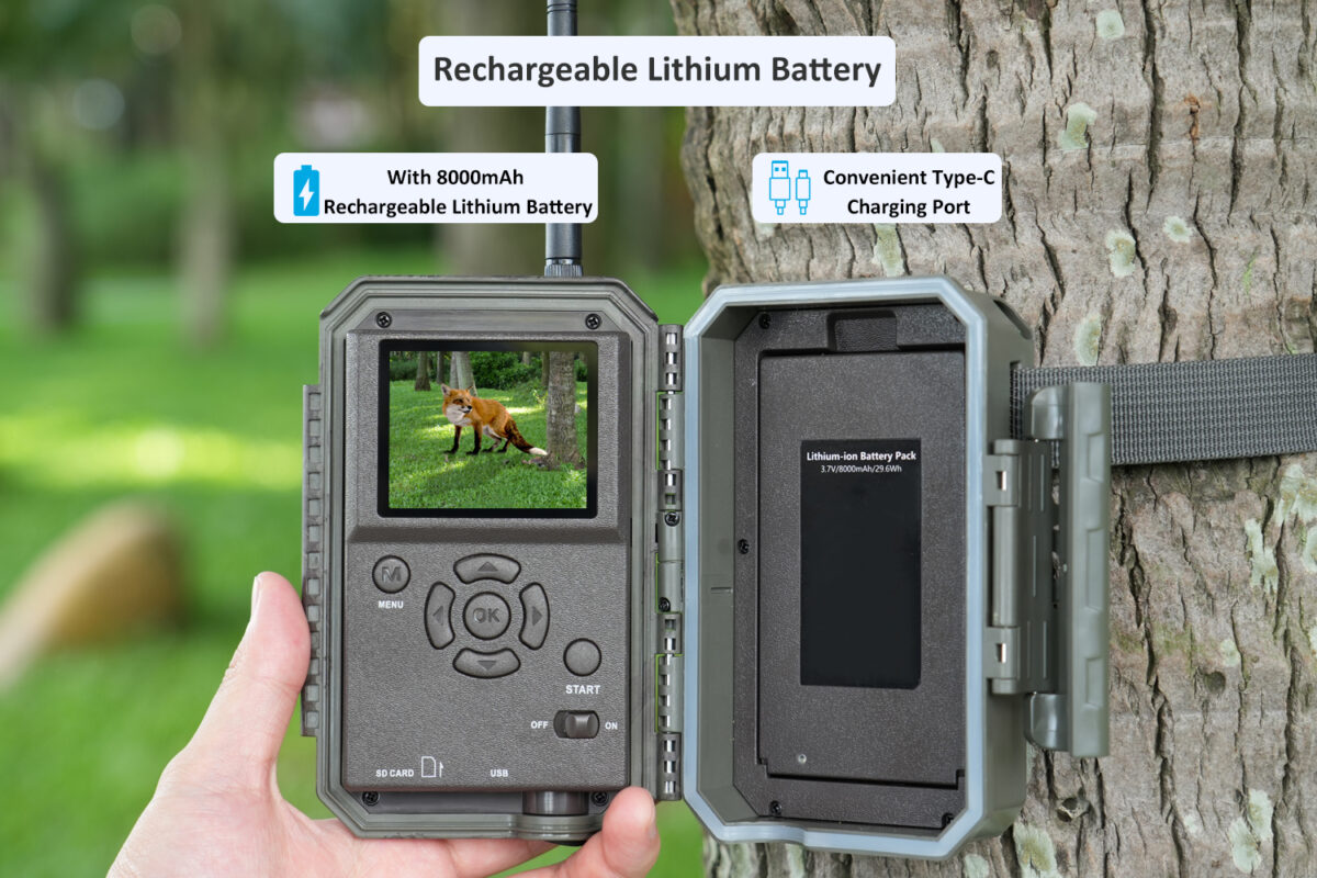 Trail Camera P100P, WiFi Bluetooth, Rechargeable, 48MP 1296p, 100ft No ...