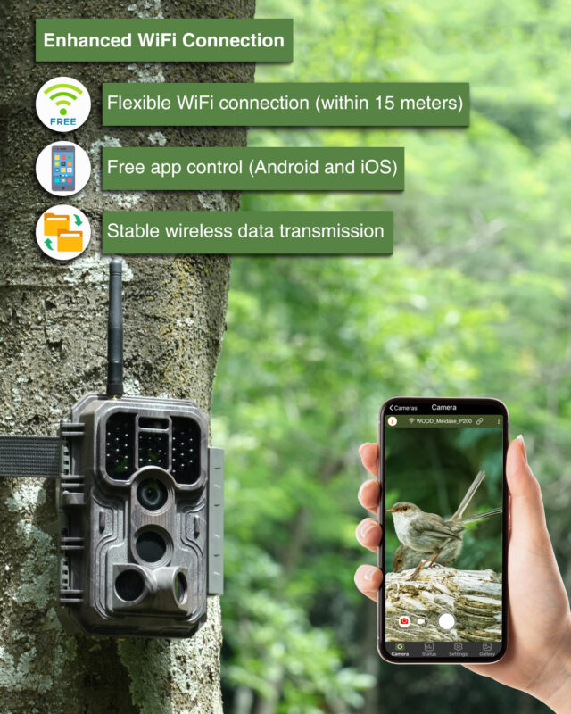 P200 Trail Camera WiFi Bluetooth, Game Camera with 48MP 1296p, 100ft ...